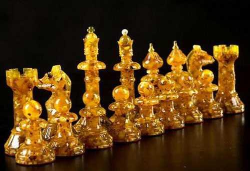 Янтарные шахматные фигуры "Престиж" 6,5-12 см