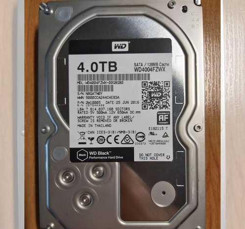 Жесткий диск 4 Тб WD4004fzwx SATA III/128MB Cache