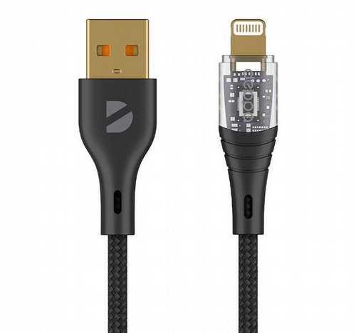 Кабель Deppa Crystal USB - Lightning, 1 м, чёрный