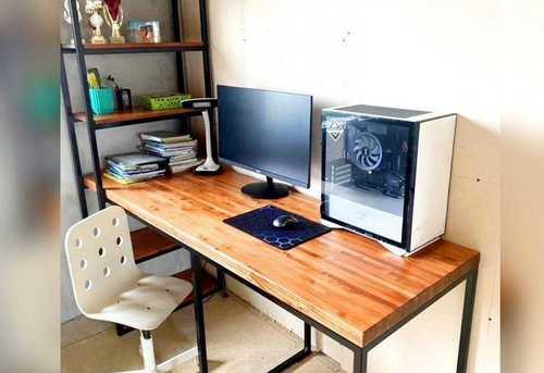 Компьютерный стол со стеллажом в стиле лофт