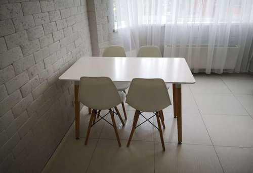 Обеденная группа стол прямоугольный стулья пластик