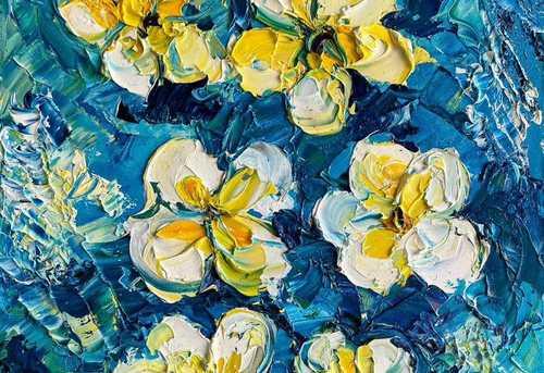 Цветы франжипани 30х35 - картина маслом с Бали