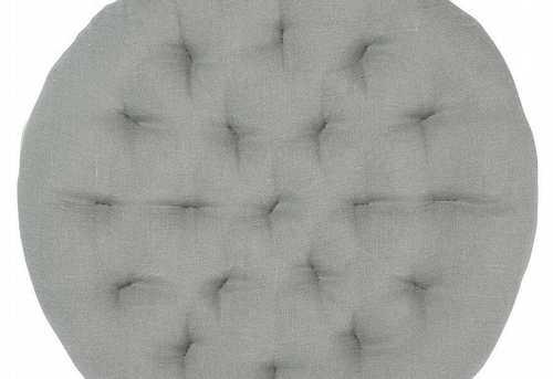 Подушка на стул круглая из стираного льна серого