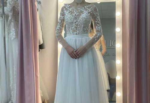 Элегантное модное свадебное платье 42 44 миди