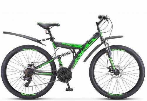 Велосипед 26" stels Focus MD 21-sp Чёрный/зелёный