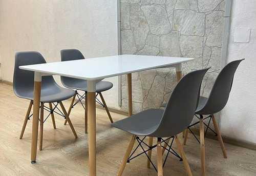 Стол кухонный + 4 стула пластик Eames тёмно-серых