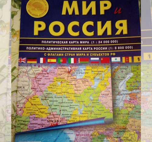 Политич карта мира с флагами стран и субъектов РФ
