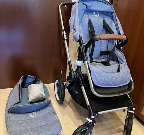 Коляска bugaboo fox 2 blue голубая с допами