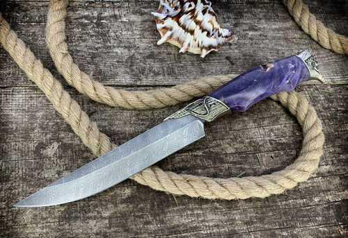 Нож "Пират", клинок Дамасская сталь, рукоять стаби