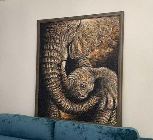 Картина «Слоны» с о. Бали (масло)