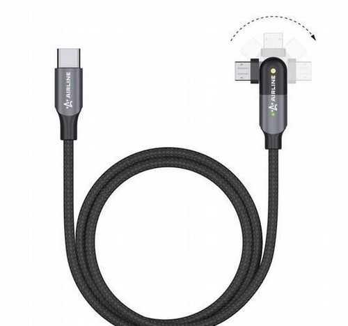 Achm32 Кабель type c - microusb 1м, с поворот. коннектором, черный нейлоновый (ach-m-32)