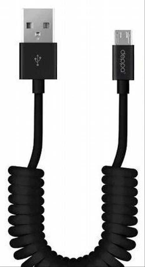 Кабель Deppa Data Cable USB - microUSB витой, чер