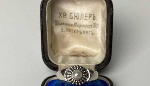 Винтажное серебряное кольцо с жемчужиной