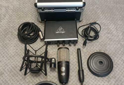 Микрофон AKG P220 + behringer U-phoria UMC22