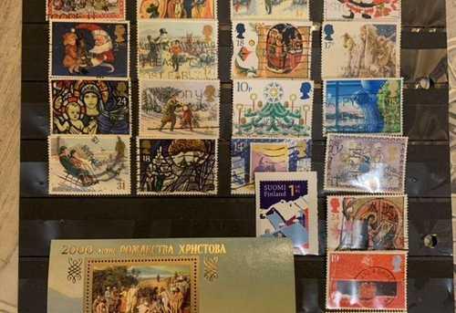 Почтовые марки на тему новый год и рождество