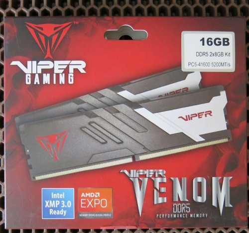 DDR5 16Gb (2x8) 5200MHz Patriot Viper Venom(новая)