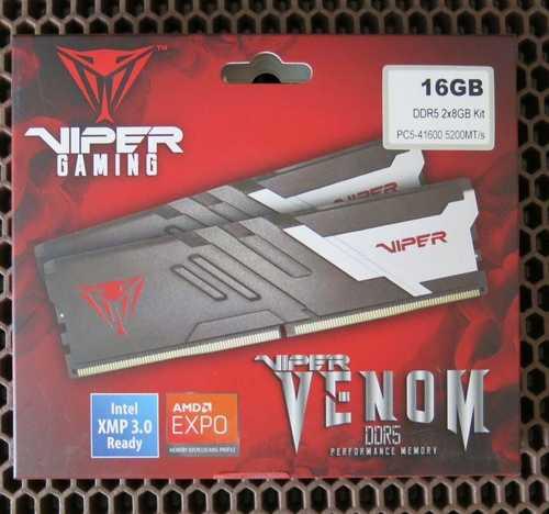 DDR5 16Gb (2x8) 5200MHz Patriot Viper Venom(новая)