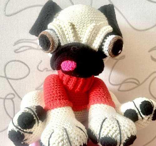 Игрушка ручной наботы мопс hand made новая