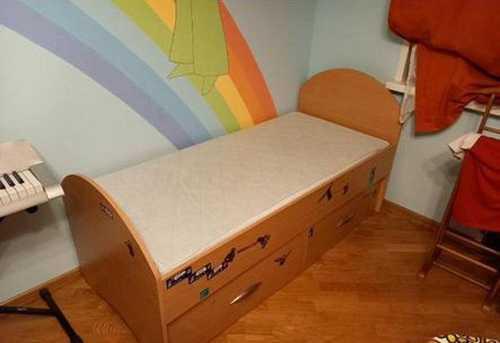 Детская кровать от 3 лет с матрасом и ящиками