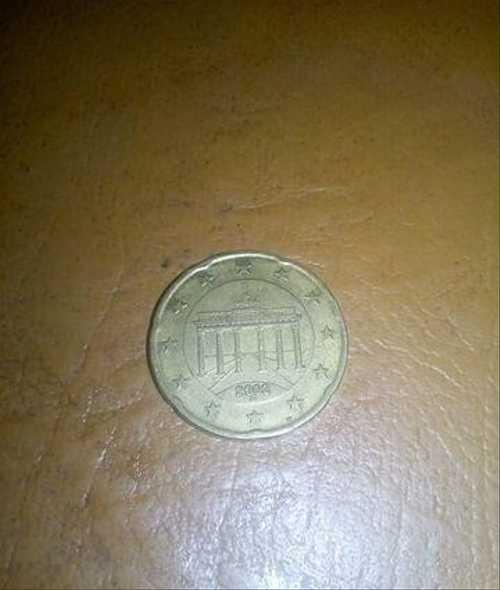 Монета 20 центов евро Германия