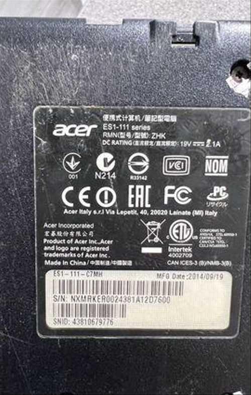 Нетбук Acer ES1-111
