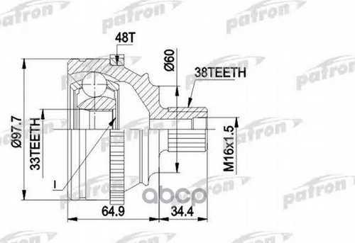 ШРУС наружн к-кт 38x60.2x33 ABS:48T VW: transpo