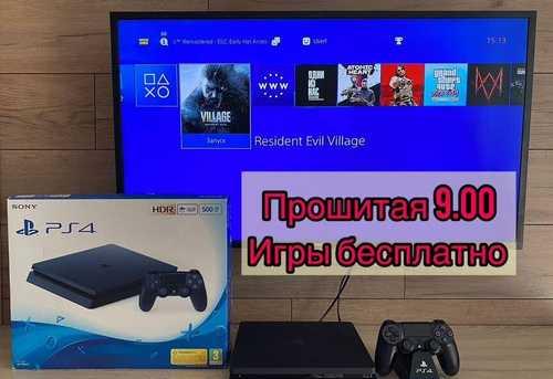 Прошитая 9.0 Sony PS4 Slim с коробкой (3 ревизия)