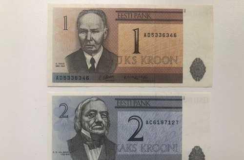 Первые банкноты республики Эстонии 1992 год