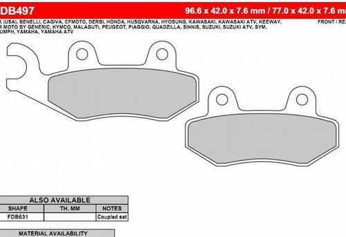 FDB497SG Тормозные колодки дисковые moto, блистер