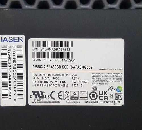 Серверный SSD 480Gb SATA 2.5" samsung PM883 MZ7LH4