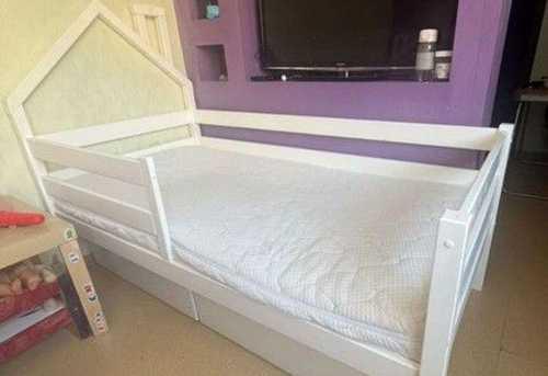 Детская кроватка домик с матрасом 160 80