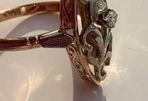Золотое кольцо с бриллиантом СССР проба 583