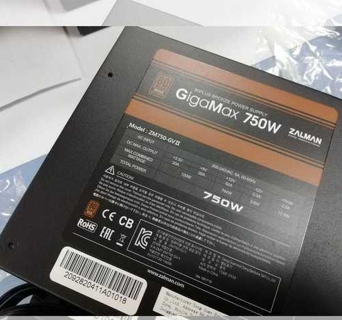 Блок питания Zalman gigamax 750w, на гарантии