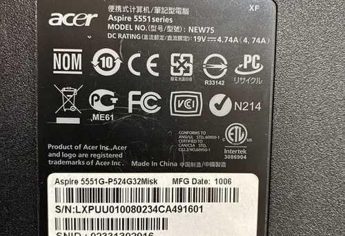 Ноубук Acer Aspire 5551G