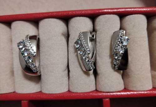 Серебряный комплект кольцо и серьги Sokolov