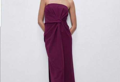 Zara платье с открытыми плечами выпускной 2024