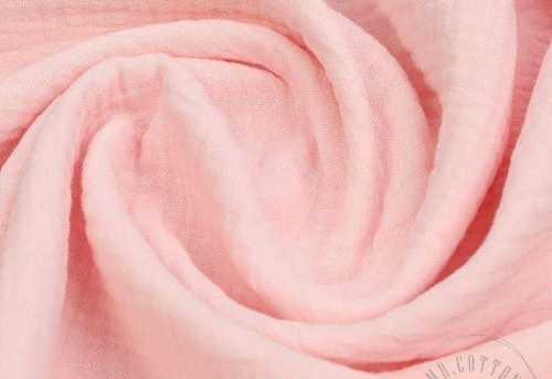 Ткань Муслин Премиум однотонный нежно - розовый 4