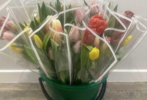 Готовые букеты тюльпаны по 5, 7 шт