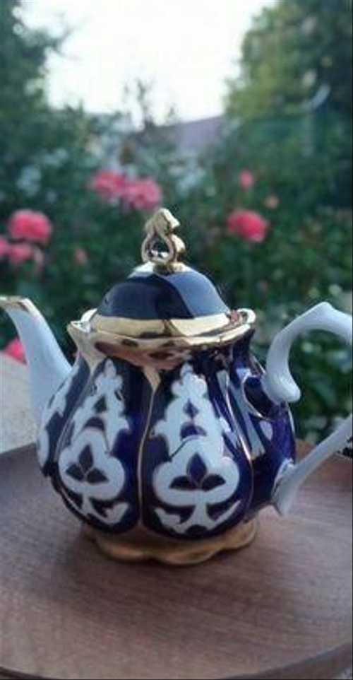 Заварочный чайник с узбекским орнаментом "Пахта"