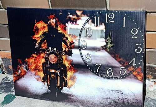 Часы настенные 600*400мм картина мотоцикл