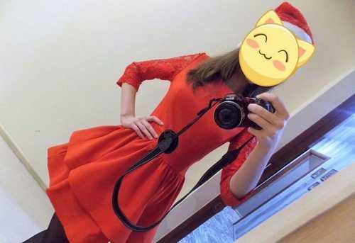 Платье красное с пышной юбкой 40-42