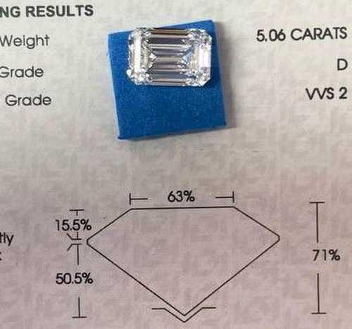 Бриллиант емеральд 5.06 карат IGI