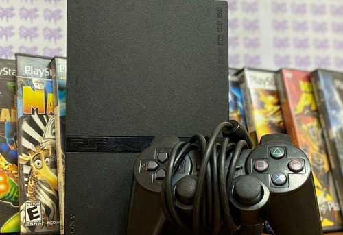 Прошитая Sony PlayStation 2 Slim + 10 Игр