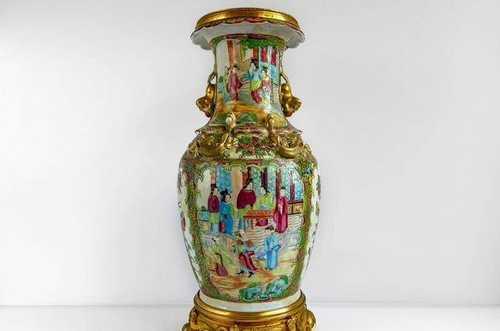 Антикварная ваза, Китай, фарфор, бронза, XIX век