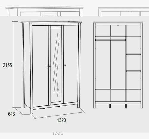 Шкаф IKEA сага шкаф 3 двери с зеркалом белый/ясень