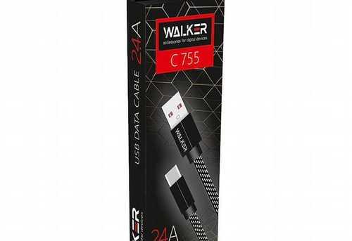 Кабель Type-C - USB, Walker C755, 2.4А, 1м, текст