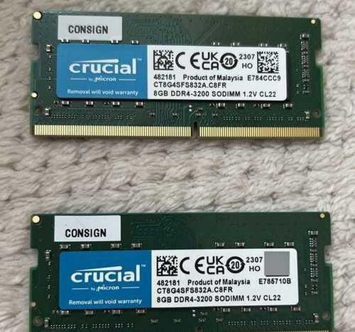 Оперативная память Crucial DDR-3200 SoDimm 16Гб