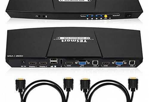 2-портовый 2монитор KVM-переключатель hdmi + VGA