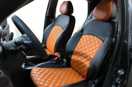 Авточехлы из экокожи Хендай Солярис 1