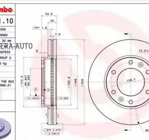 Brembo 09.B611.10 Диск торм. пер.300x30 6 отв